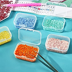 Qeirudu 24 Pcs Mixed Sizes Rectangle Mini Plastic Containers - 4 Mixed Small Craft Storage Boxes with Hinged Lids Clear Bead Organizer for Jewelry Findings, Office Supplies and Game Pieces