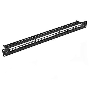 NavePoint 24-Port CAT6 UTP Patch Panel 1U with Keystones, Black