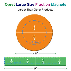 Opret Magnetic Fraction Tiles & Fraction Circles 19 Sets 118 Pcs, Rainbow Math Manipulatives for Elementary School, Magnetic Fraction Puzzle Math Classroom Supplies Christmas Gift