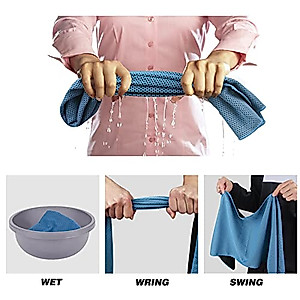 Homelove Cooling Towel (35.4"x11.2"),Cooling Towels 2 Pack,Lightweight Microfiber Towel for Gym, Workout, Sport & Sweat, Quick Dry Towel for Body, Neck & Face During Work, Travel, Camping-Blue+Grey