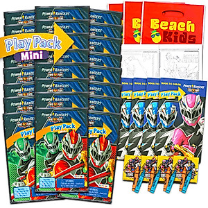 Power Rangers Mini Party Favors Set for Kids - Bundle with 24 Mini Power Rangers Grab n Go Play Packs with Coloring Pages, Stickers and More (Power Rangers Birthday Party Supplies)