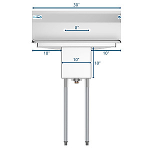 KoolMore - SA101410-10B3 1 Compartment Stainless Steel NSF Commercial Kitchen Prep & Utility Sink with 2 Drainboards - Bowl Size 10" x 14" x 10", Silver