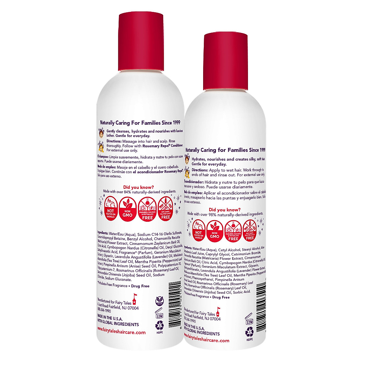 Fairy Tales Rosemary Repel Shampoo, 12 fl oz. and Conditioner, 8 fl oz. Duo Kids Like the Smell, Lice Do Not