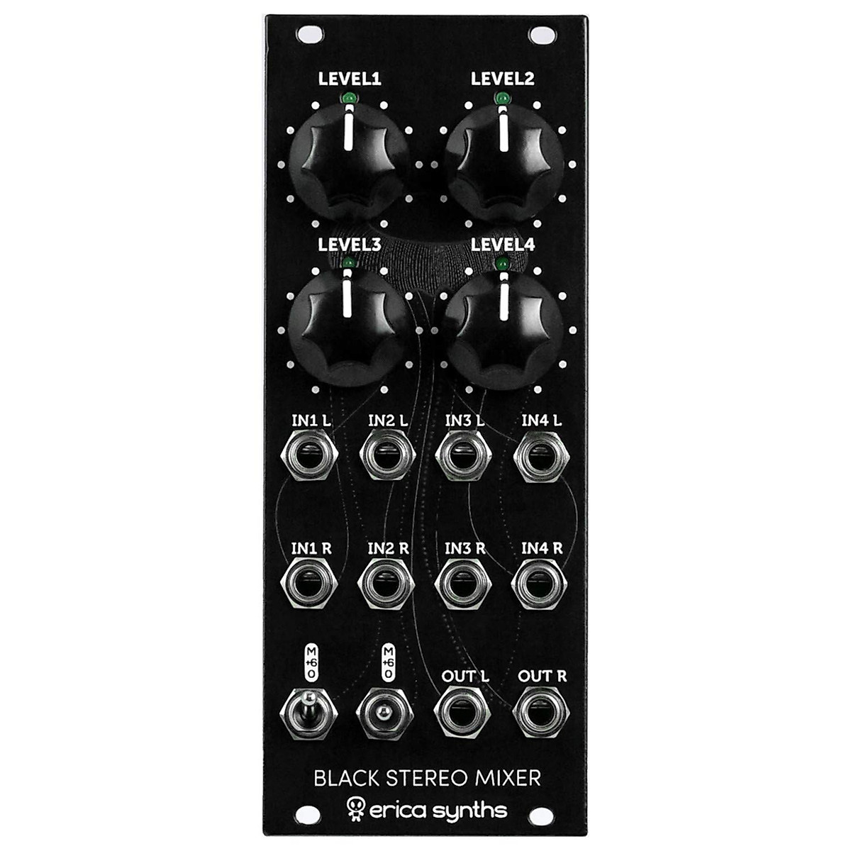 Erica Synths Black Stereo Mixer V3 Four Stereo Input Eurorack Mixer Module