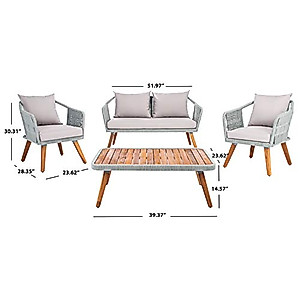 Safavieh Outdoor Collection Raldin Grey Rope 4-Piece Patio Set