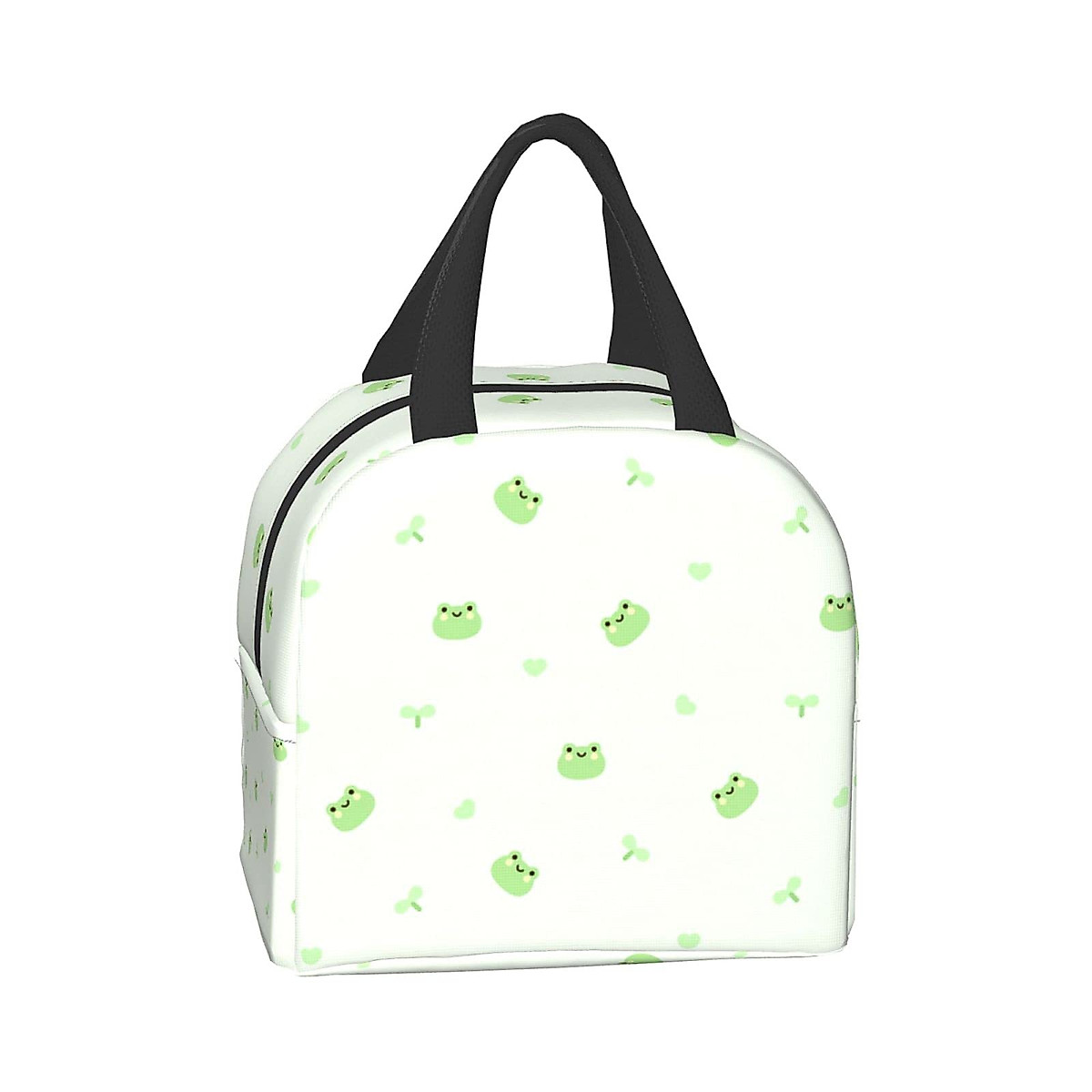 carati Insulated Lunch Bag for Women, Cooler Tote Reusable Lunch Box Container For Work Office Picnic Little Green Frog Cute