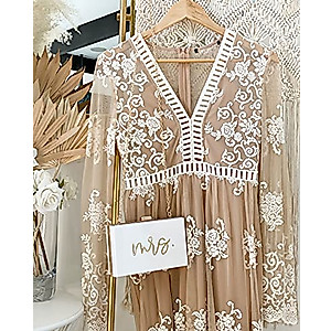 ModParty Mrs Acrylic Clutch Purse | Bridal Shower, Engagement, & Honeymoon Gift | Bride to Be Accessory | Crossbody with Removable Chain | White and Gold