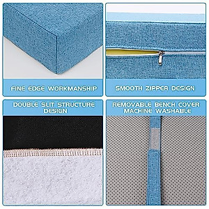 ROFIEJOX Bench Cushion 36 inch - Imitation Linen Fabric, Indoor Outdoor Long Seat Furniture, High-Density Foam, Non-Slip Design for Window Patio Garden, (36x14x3) Light Azure