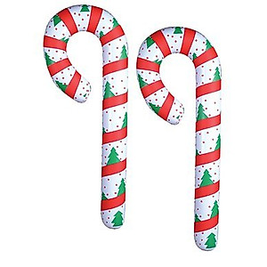 2 JUMBO Inflatable CANDY CANES/44in Vinyl CHRISTMAS Decor/DECORATIONS/FESTIVE Inflates