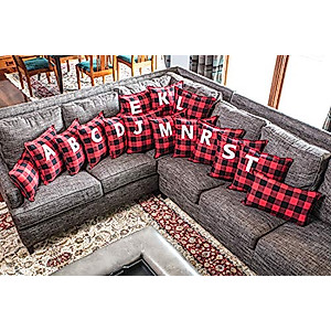 Pillow Perfect Buffalo Plaid Initial A Decorative Throw Pillow, 17", Red/Black/Off White
