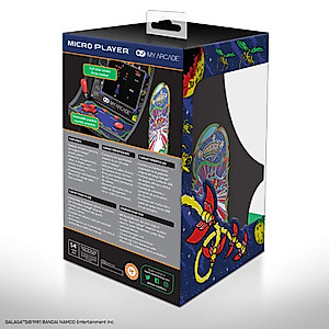 My Arcade Micro Player Mini Arcade Machine: Galaga Video Game, Fully Playable, 6.75 Inch Collectible, Color Display, Speaker, Volume Buttons, Headphone Jack, Battery or Micro USB Powered