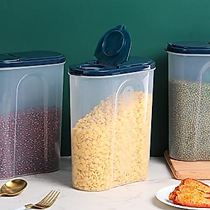 8 Pcs Cereal Containers Storage Set Airtight Food Storage Container with Lid 2.4 L/ 81fl oz Plastic Pantry Organization Canisters Bulk for Kitchen Rice Cereal Flour Sugar Snacks Dry Food (Dark Blue)