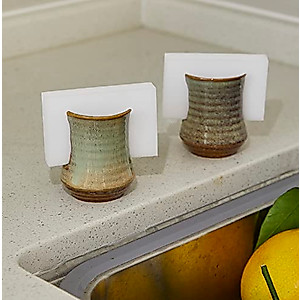 Pottery Sponge Holder Slotted Stoneware Ceramic Porcelain Sponge Holder by Gute for Father, Mother, Cleaning Supplies - Decorative Kitchen Décor - Organizer for Cleaning Dishes (Brown)