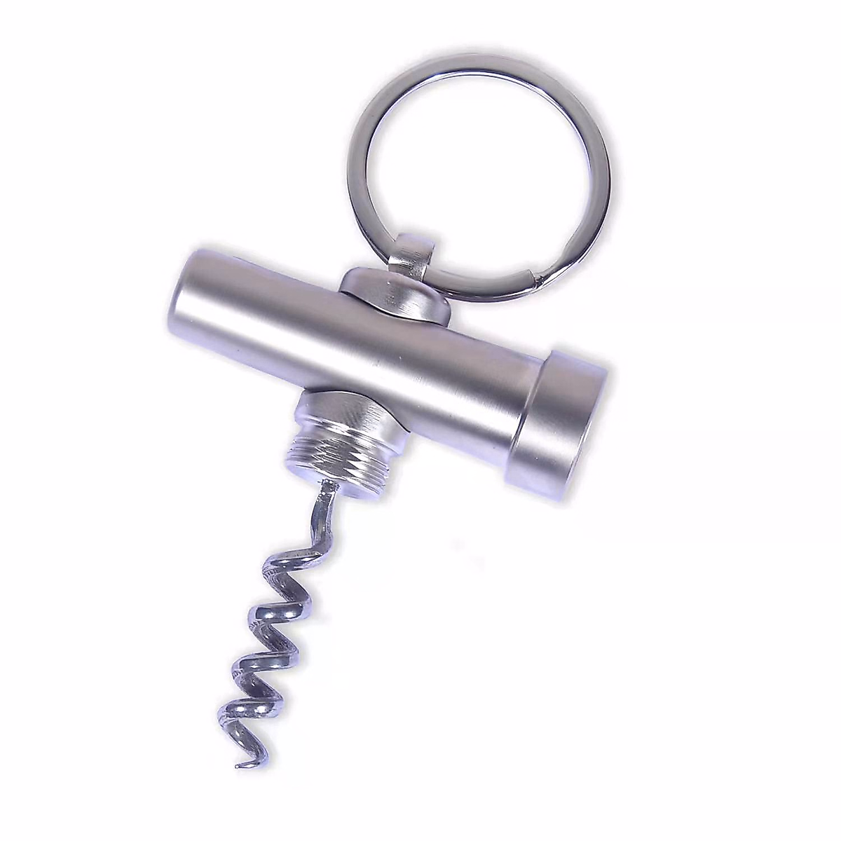 Mini Key Ring Wine Opener, Ultimate Keychain Corkscrew Tool, Emergency Travel Cork Wine Opener (Silver)