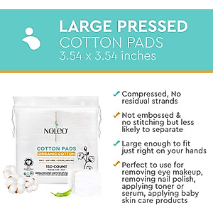 Organic Cotton Pads (450 Count (Pack of 3), Large & Pressed) - Lint Free, Soft, No Hard Edges, 3" 54x3 54