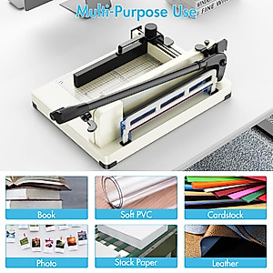 Paper Cutter 12 Inch, Heavy Duty Paper Cutter for A4 Paper, Guillotine Paper Cutter 400 Sheet Capacity, Solid Steel Construction