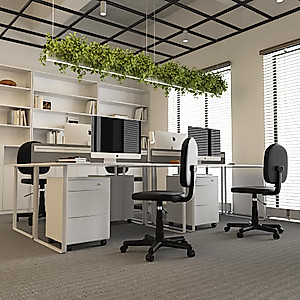 VECELO Small Desk Chair Set of 2, Home Office Chairs Low-Backrest Armless Cushion Seat PU Leather with Adjustable Height 360°Quiet Swivels for Home Office,Black