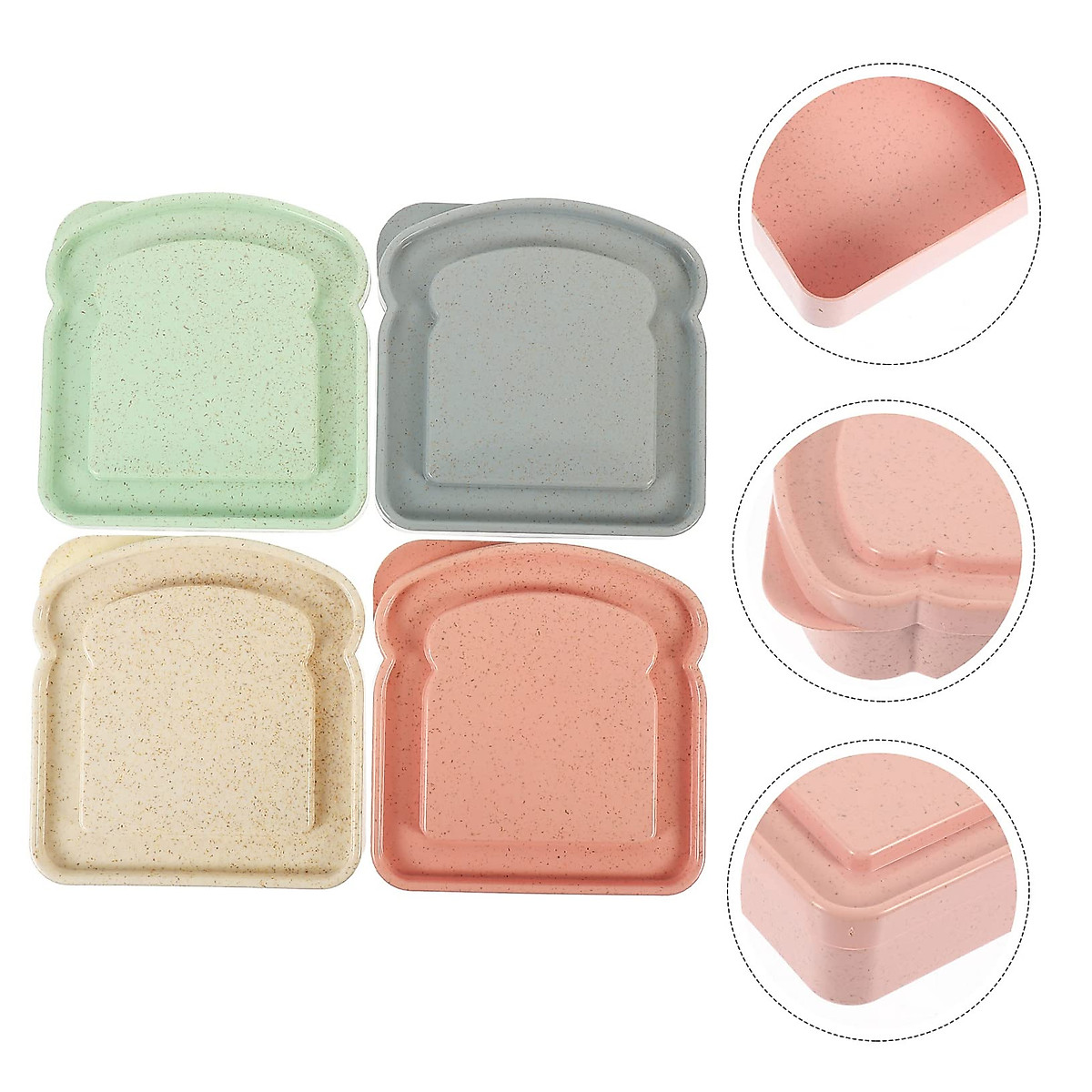 KICHOUSE 4pcs Portable Sandwich Containers Toast Shape Food Storage Holders for Camping Picnics and Meal Prep Bread Snacks and Fruits Sealing Box Kitchen Supplies