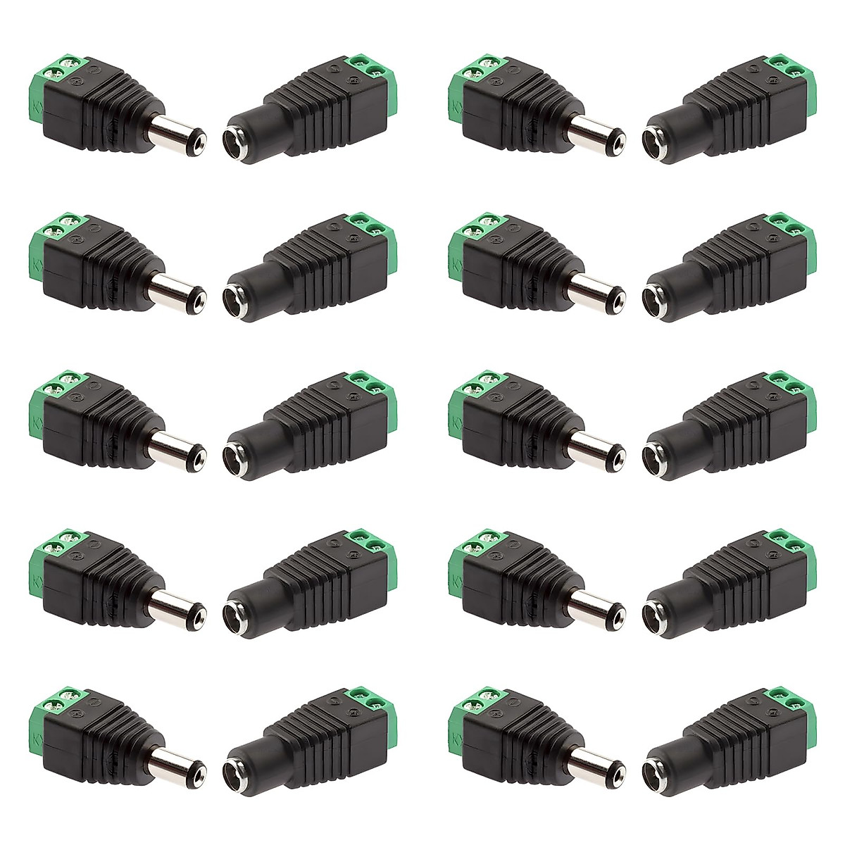 ThePoEstore 10 Pairs（5.5mm X 2.1mm） DC 12V 5A Power Plug Male and Female Barrel Plug Jack Adapter，for CCTV Security Camera LED Light Strip