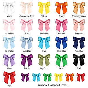 RainbowPana 50 Pack 4.5" Twist Tie Bows, Luxury Baby Pink Satin Ribbon Pretied Bows, Premade Craft Decoration for Package