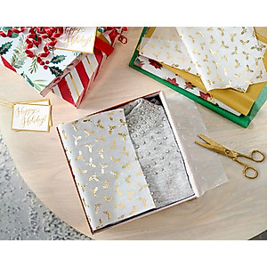 Papyrus Gift Boxes with Lids for Christmas, Hanukkah and All Holidays, White and Gold (4 Boxes)