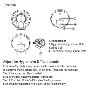 LittleGood 5" Indoor Outdoor Hygrometer/Thermometer, Humidity Gauge Indicator Temperature Humidity Monitor, Analog Hygrometer Humidor (English Version)