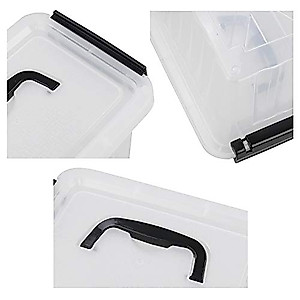 Asking Plastic Latching Box with Black Handle, Lidded Storage Bins, 6 Packs, 3 Quart