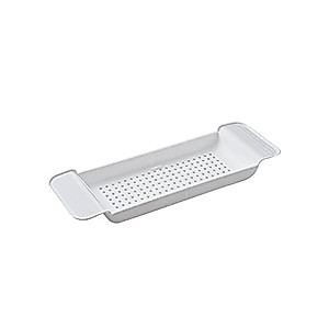 Bath Caddy Tray, Expandable Bath Shelf, Adjustable Bathtub Tray, Bathtub Storage Rack Multifunctional Bath Tub Table Caddy for Kids Toys, Bathroom Accessories (White, One Size)