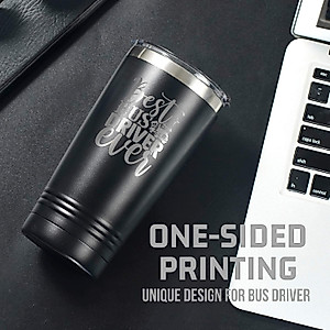 Onebttl School Bus Driver Appreciation Gifts for Women, Men - World's Best Bus Driver - 20oz/590ml Stainless Steel Insulated Tumbler - Thank you Gifts for School Bus Driver （Black）