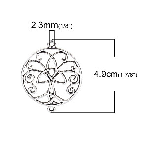 JGFinds Large Tree of Life Boho Chic Silver Tone Charm Connectors for DIY Jewelry Making, 1 7/8", 10 Pack