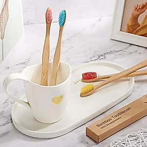 18 Pieces Bamboo Toothbrushes Tooth Brush Natural Bamboo Toothbrushes with BPA-Free Nylon Bristles and Ergonomic Handles in Individually Packaged (Multi-Colors)