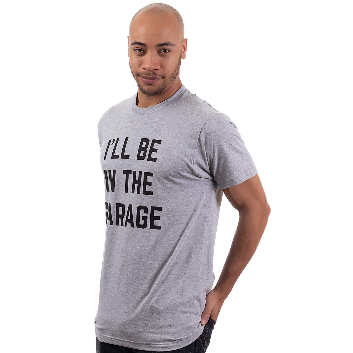 Ann Arbor T-shirt Co. I'll Be in The Garage | Funny Dad Joke Grandpa Woodwork Workshop Handyman Auto Mechanic Manual Men T-Shirt (Adult, XL) Grey