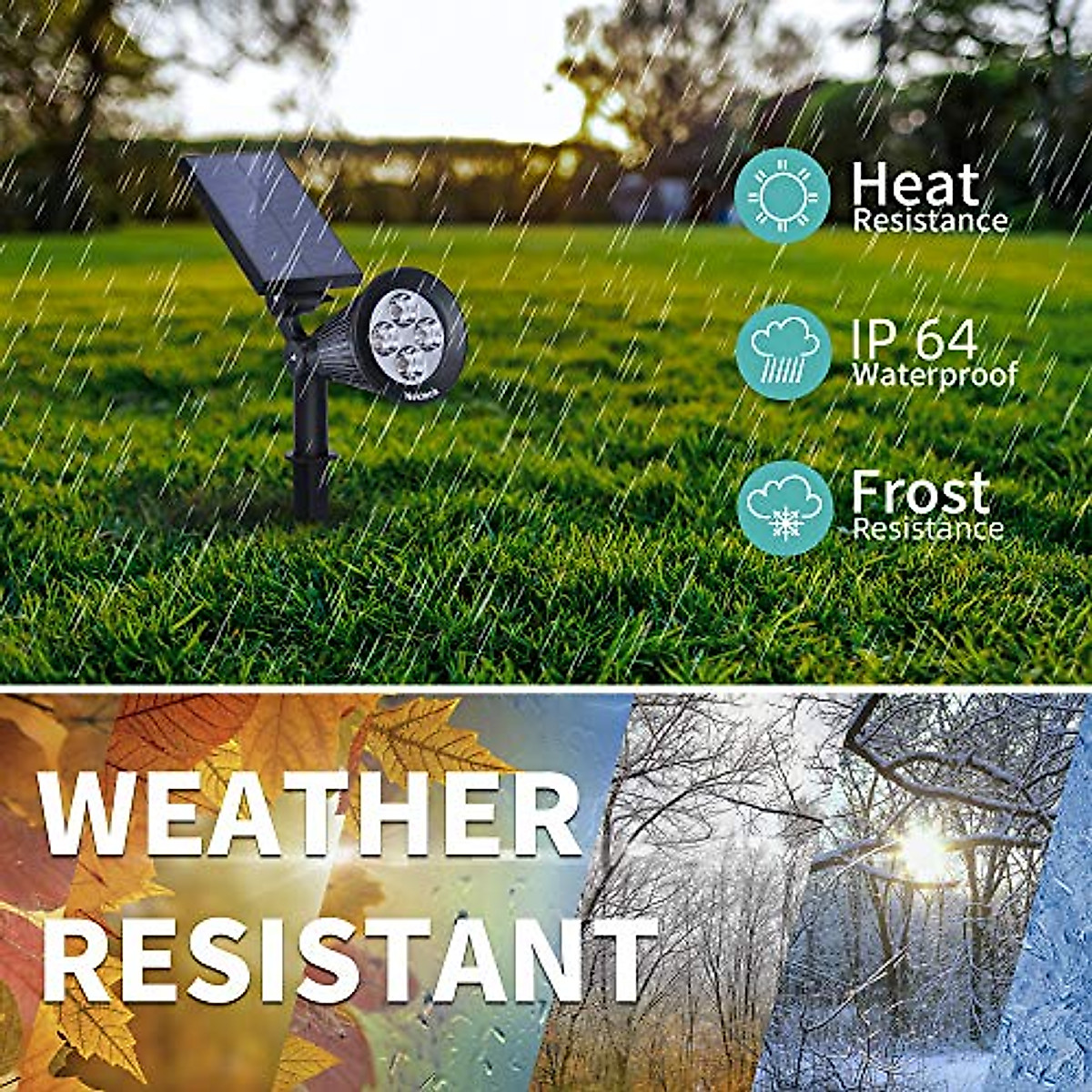 Nekteck Solar Lights, 2-in-1 Solar Spot Lights Outdoor, Waterproof Solar Powered Landscape Spotlights, Bright and Dark Sensing, Auto On/Off for Yard, Pathway, Garden, Driveway (2 Pack, Warm White)