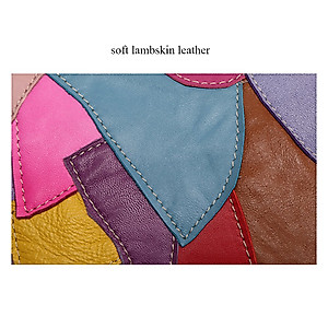 Sibalasi-Women Colorblock Lambskin Leather Multicolor Crossbody Bag Black Handbag Halloween Skull Studded Purse(AMulticolor)