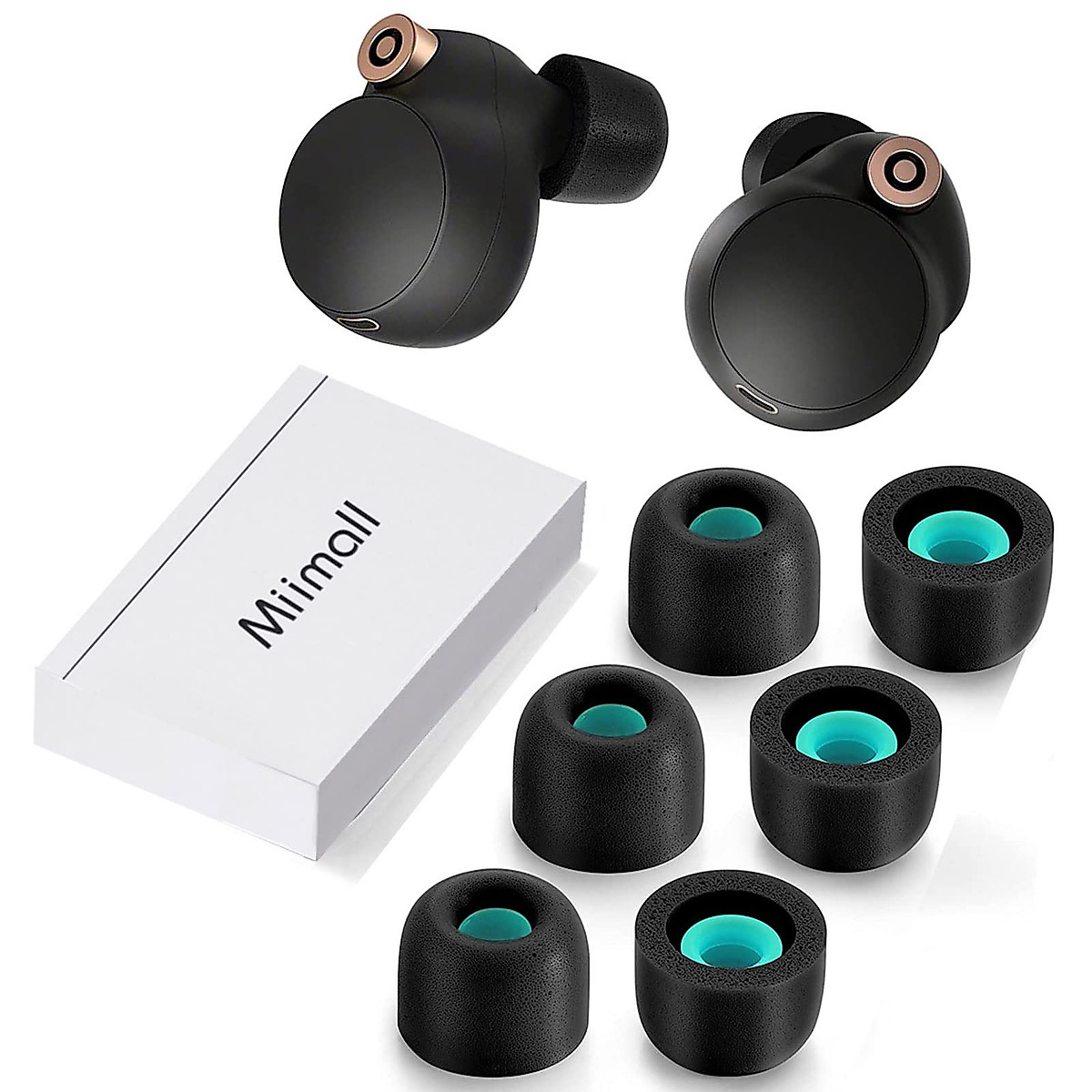 (3 Pairs) Miimall Compatible for Sony WF-1000XM4 Ear Tips, Soft Replacement Memory Foam Tips for Sony WF-1000XM4, WF-1000XM4 Foam Tips Accessories