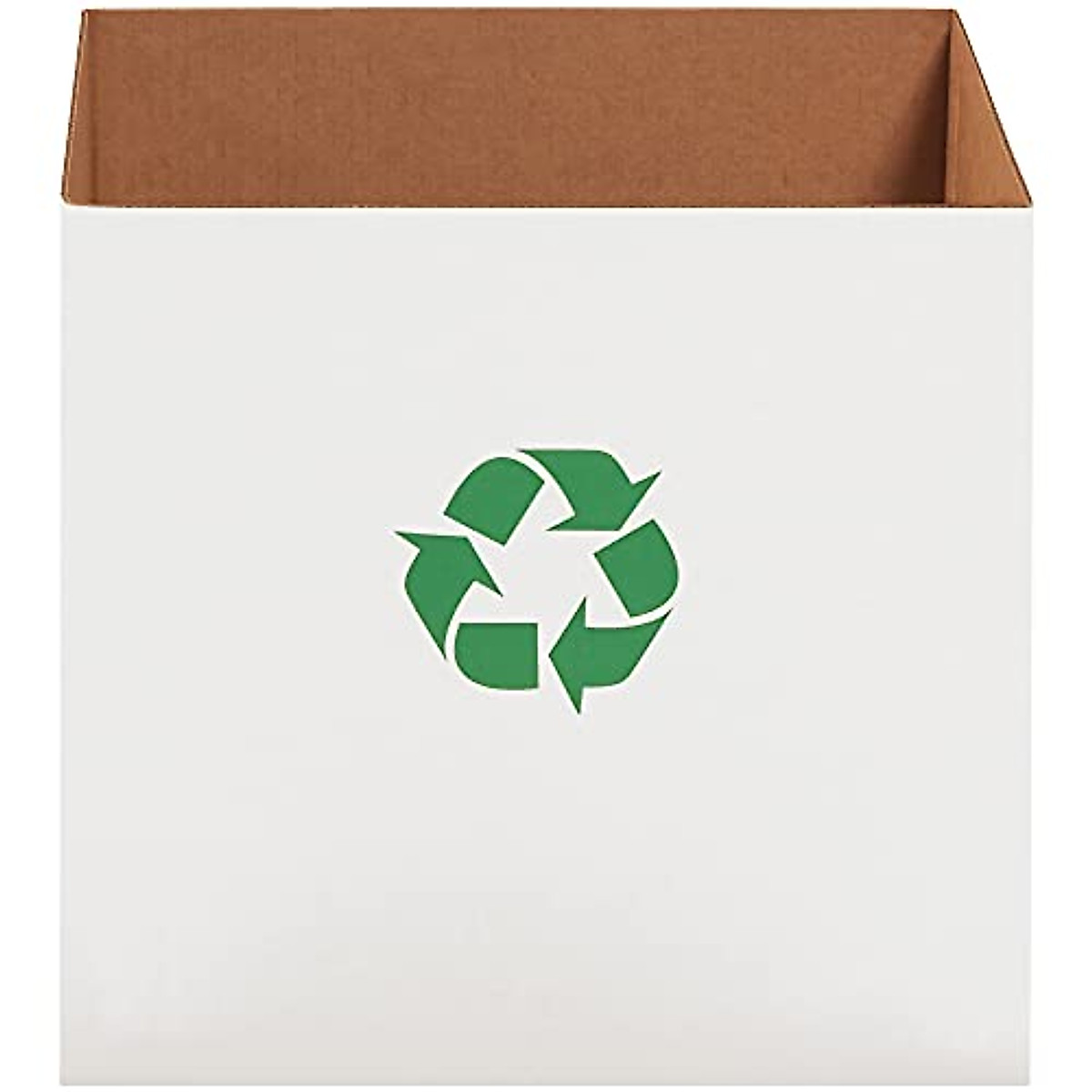 Aviditi 7 Gallon Corrugated Cardboard Trash Can and Recycling Bins with Recycle Logo, 15" x 11" x 15", White, Reuseable and Disposeable Garbage Container for Parties and Outdoor Events, 20 Pack