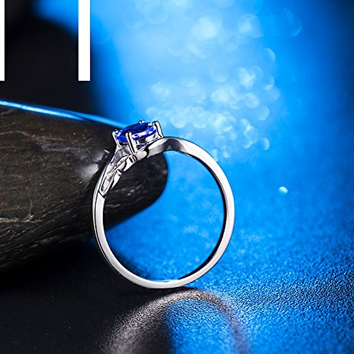 Lanmi 14K Yellow White Gold Natural Blue Sapphire Rings Diamond Engagement for Women Promotion