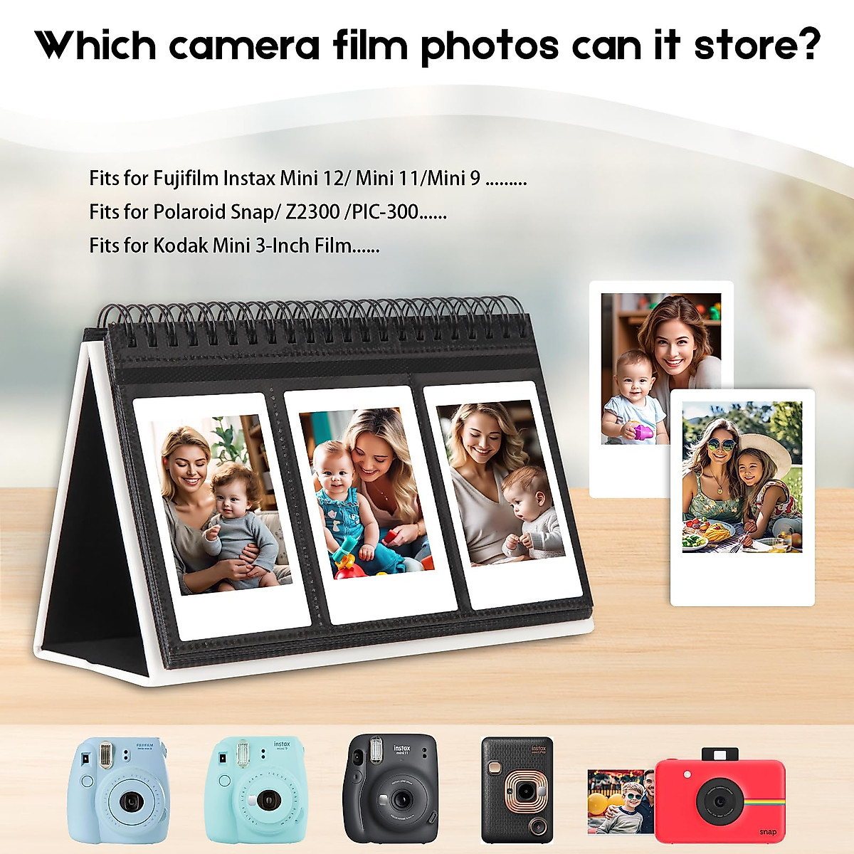 96 Pocket Mini Photo Album for Fujifilm Instax Mini 12 11 9 90 8 8+7s/ Fujifilm Instax SP 1/ Polaroid PIC-300P/ Polaroid Z2300/ LG PD 233/ LG PD 239/2x3 inch Name Card(White)