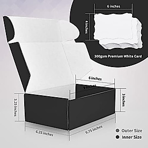 12 Pack Small Medium Black Gift Boxes Corrugated Packaging Boxes Mailers for Small Business, Recyclable Cardboard Mailing Boxes with 24 Pieces Blank Gift Cards and Paper Fillers (9x6x3 Inch, Black, 12 Pack)