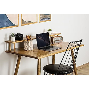 BAROKKO Solid Wood Desk 46"; Computer Desk;Home Office Desk with Monitor Shelf