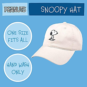 Peanuts Snoopy Dad Hat, Adjustable Baseball Cap, Tan, One Size