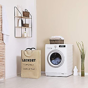 CAIVA Laundry Basket, Contemporary Style Collapsible Laundry Hamper, Perfect Clothes Hamper for Laundry and Storage (Beige)
