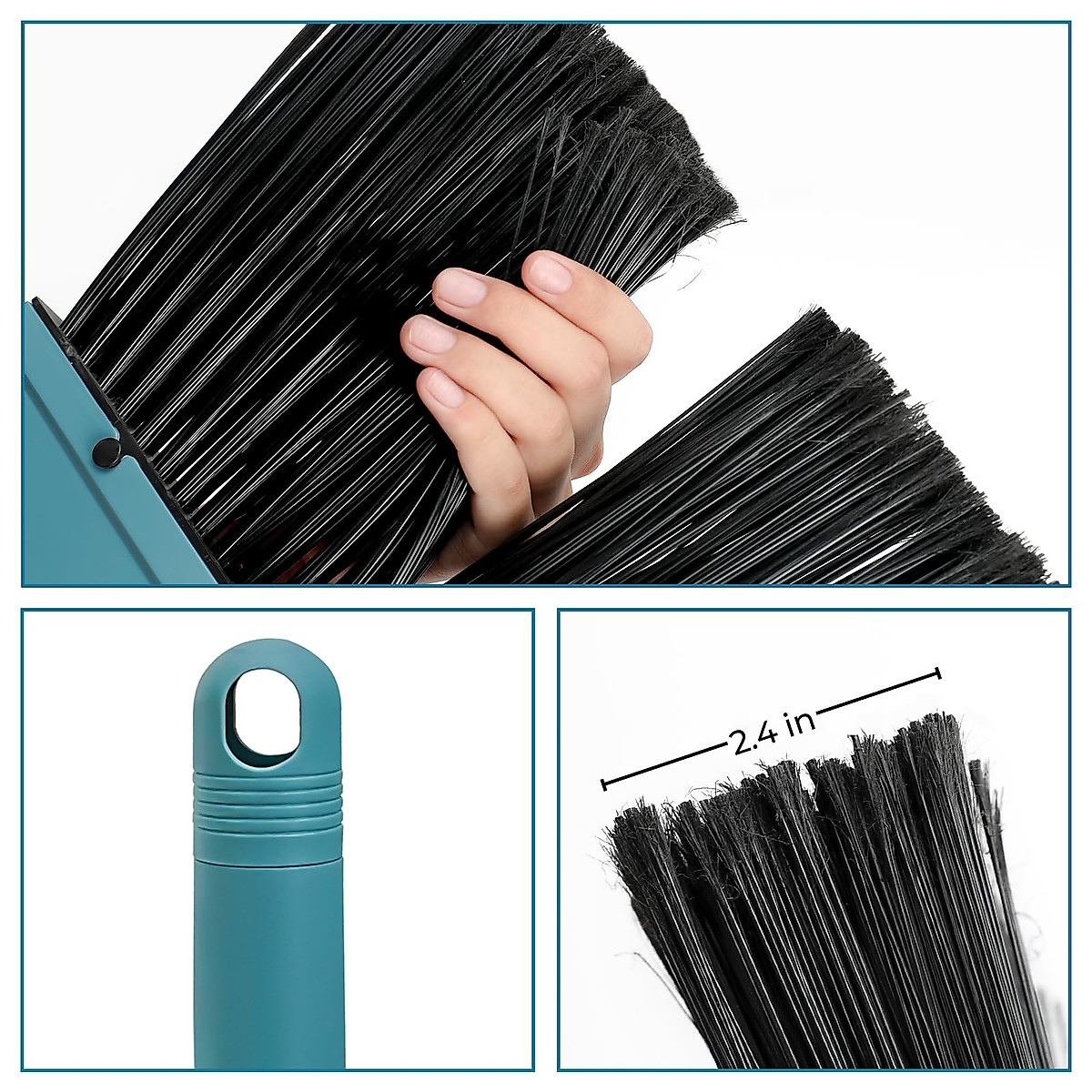 Long Stiff Bristle Brooms for Sweeping Indoors, Angle Brooms with 58" Long Handles Heavy Duty Soft Bristle Brooms, Kitchen Brooms for Shop Office Lobby