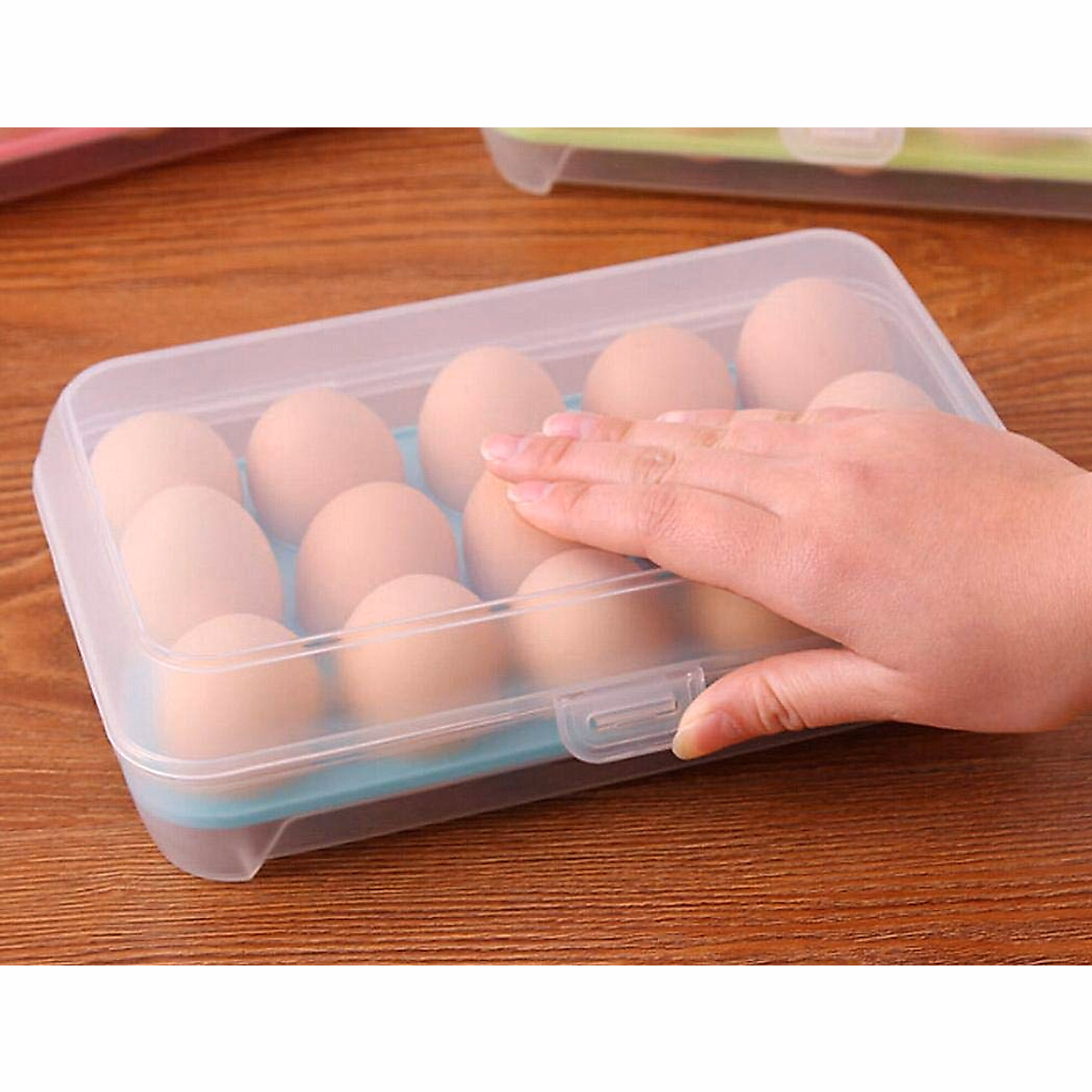 Molevet Kitchen Refrigerator Eggs Storage Box Eggs Holder Food Storage Container Storage Boxes Organizer for 15 Eggs(10 x 5.1 x 2.8inch)