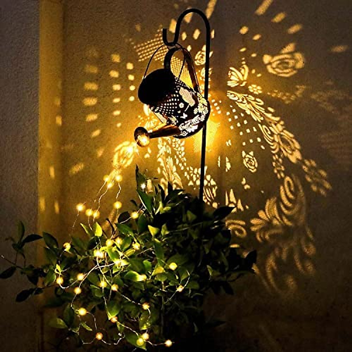 EDOF Solar Llights Outdoor Decor Garden Gift,Solar Watering Can with Cascading Lights Hanging ...