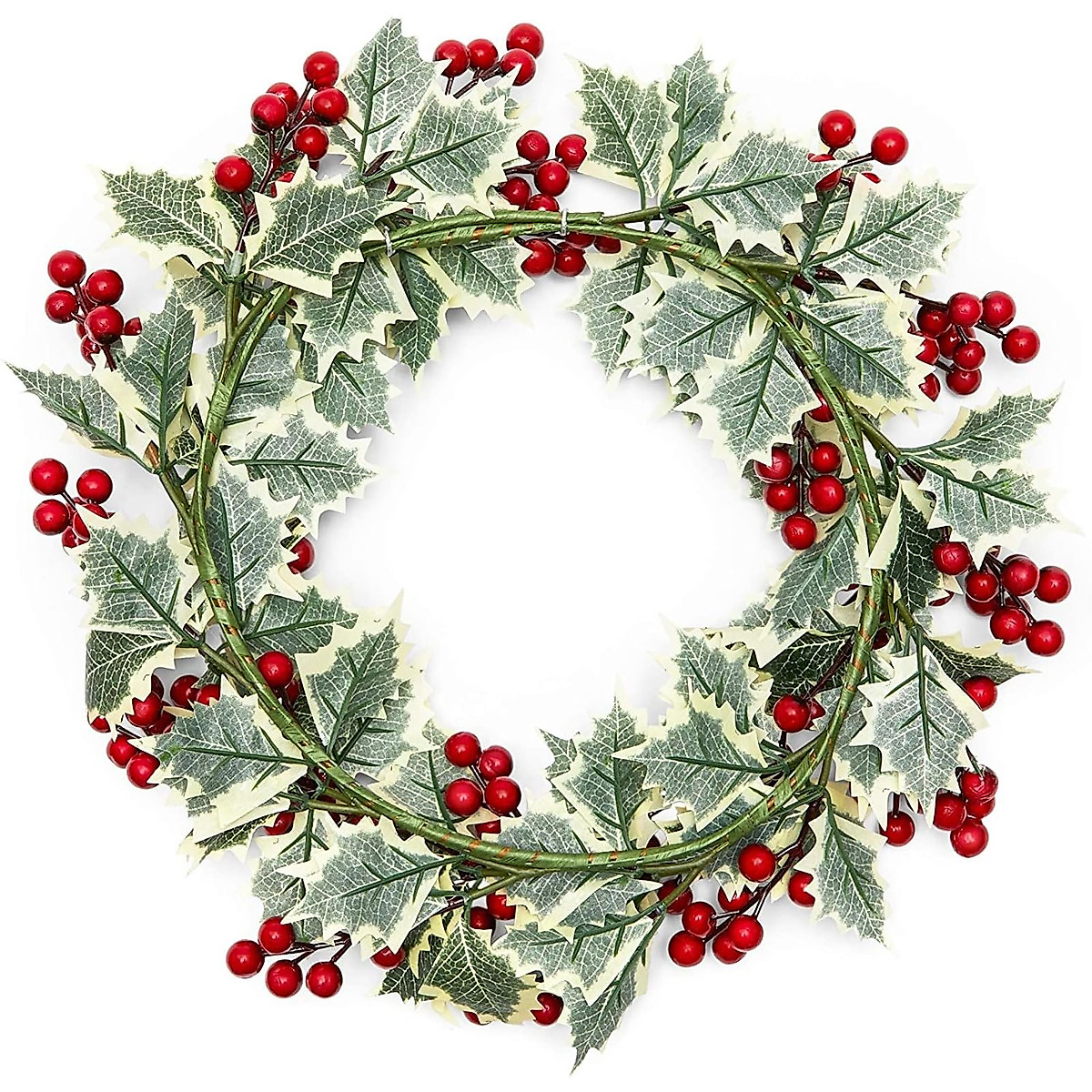 Farmlyn Creek Artificial Christmas Wreath with Holly Berries for Front Doors (15.7 in, 1 Piece)
