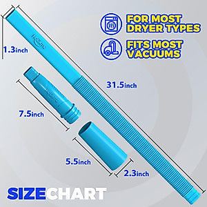 Holikme Dryer Vent Cleaner Kit Vacuum Hose Attachment Brush, Lint Remover, Dryer Vent Vacuum Hose, Blue