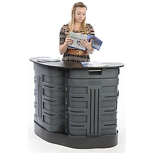 Displays2go 37.9 Inch Portable Trade Show Counter, Converts to Case, Hard Shell Plastic (BMRCNTB1)