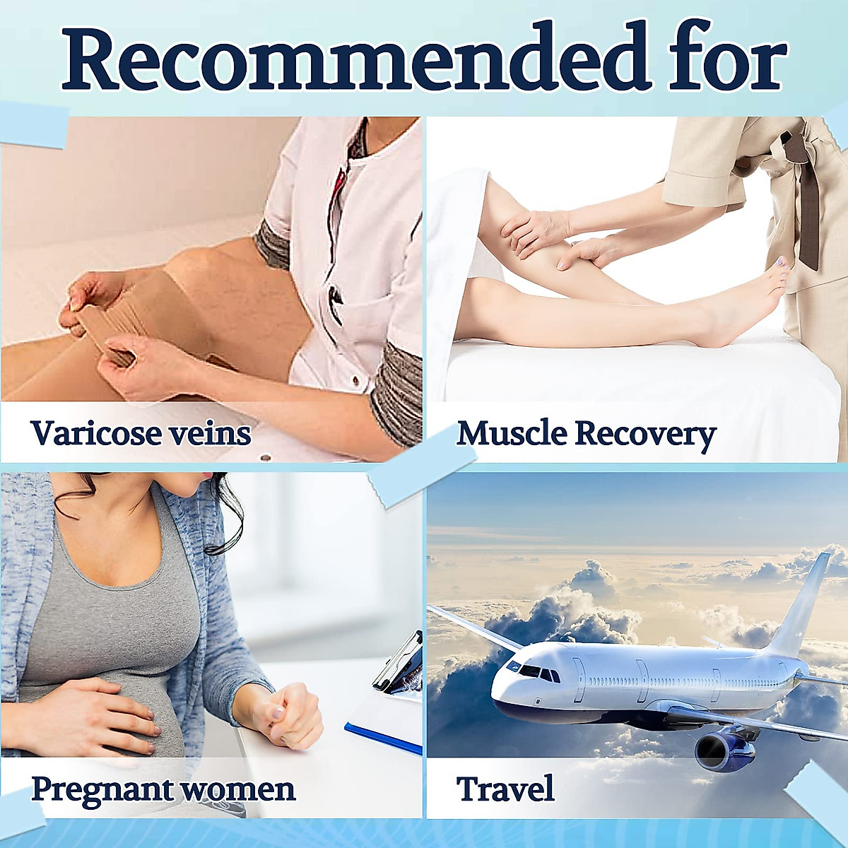 LIN PERFORMANCE Calf Compression Sleeves for Men and Women 20-30mmhg Calf Support Sleeves Footless Lightweight for Running Cycling Travel Circulation Recovery Pain Relief(Blue,M)