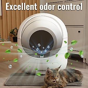 Self-Cleaning Cat Litter Box, Large Automatic Cat Litter Box for Multiple Cats, Cat Robot Litter Box with Cover, APP Control Smart Cat Litter Box with Garbage Bags/Brush, Smart Health Monitor
